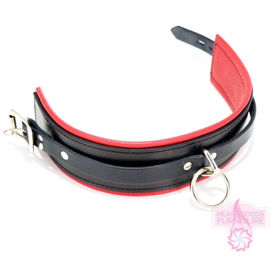 Strict Red leather lockable lifestyle collar, posture height, black ...